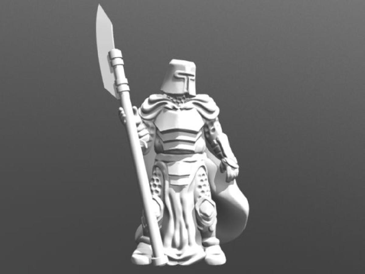 Imprimir STL Cavaleiro com arma de haste (escala de 28 mm / 32 mm ...