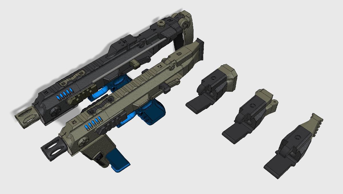 Imprimir STL Kit de conversao de carabina RONI V3 para Glock 17, 19 e ...